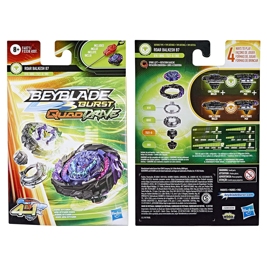 Buy Beyblade Burst QuadDrive Roar Balkesh B7 Spinning Top Starter Pack with Launcher for Kids ...